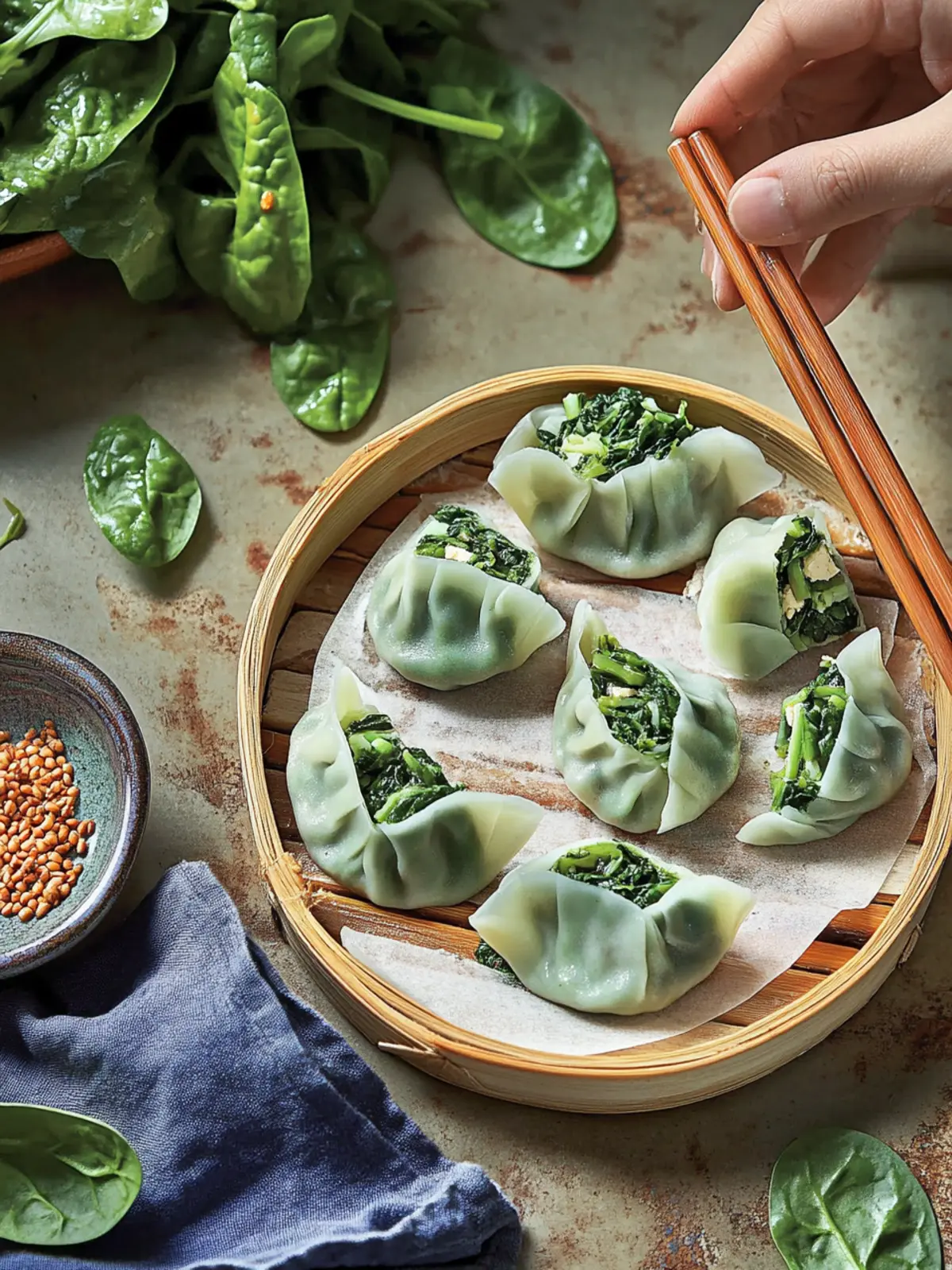 Delicious Spinach Dumplings with Tofu and Rice Noodles Recipe – Recipessin